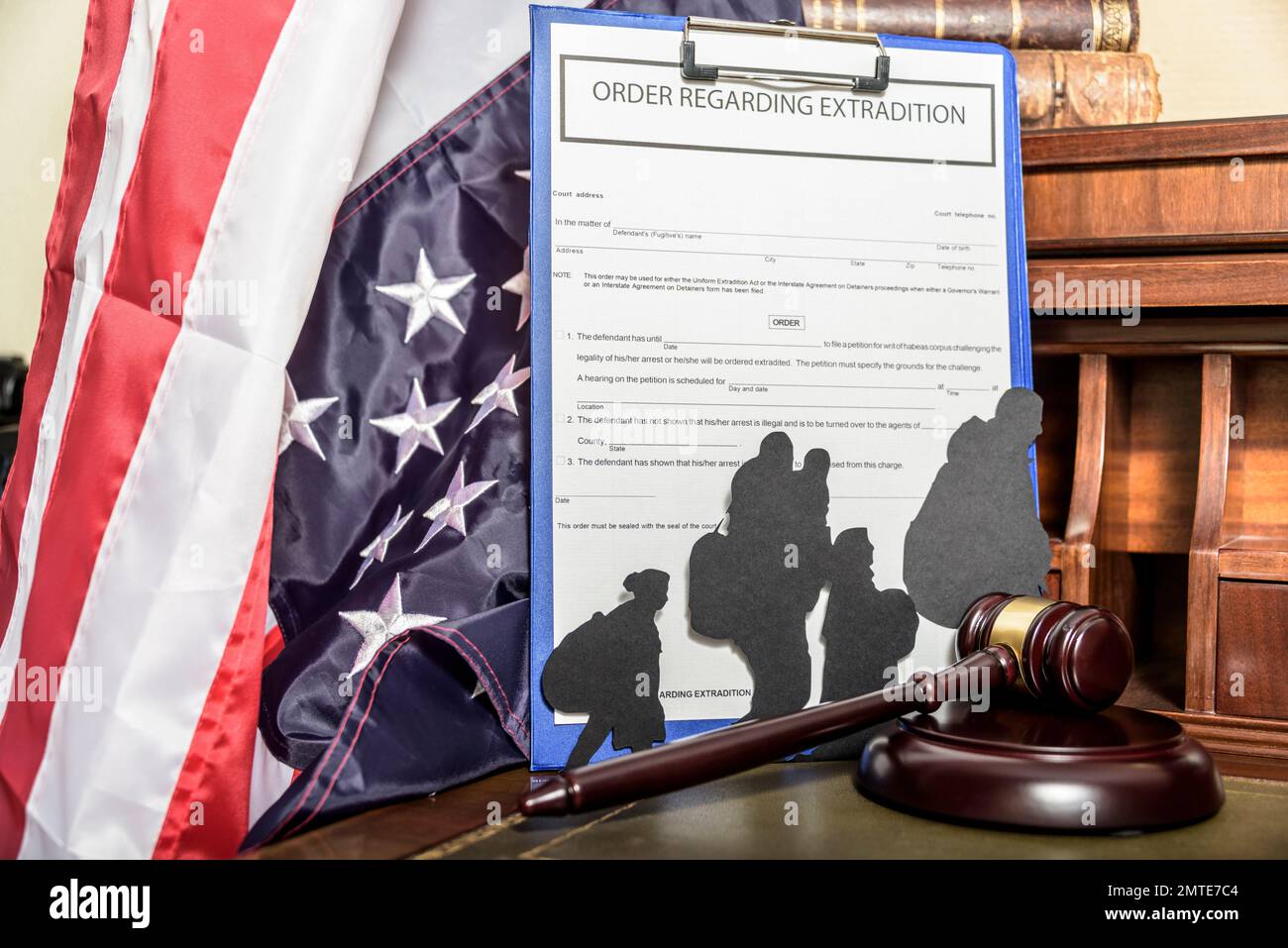Immigration Removal Order. Silhouettes of people illegally crossing the ...