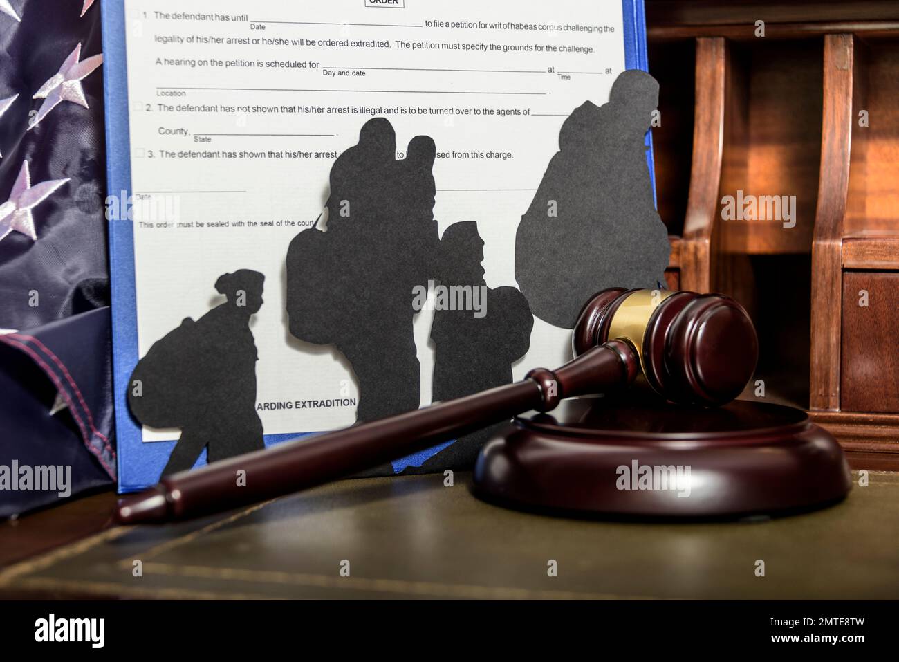 Immigration Removal Order. Silhouettes of people illegally crossing the ...