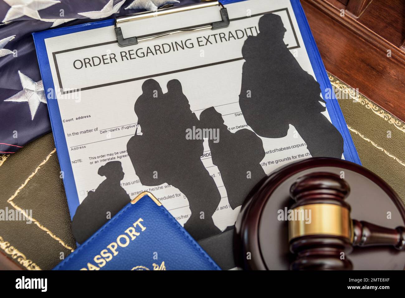 Immigration Removal Order. Silhouettes of people illegally crossing the ...
