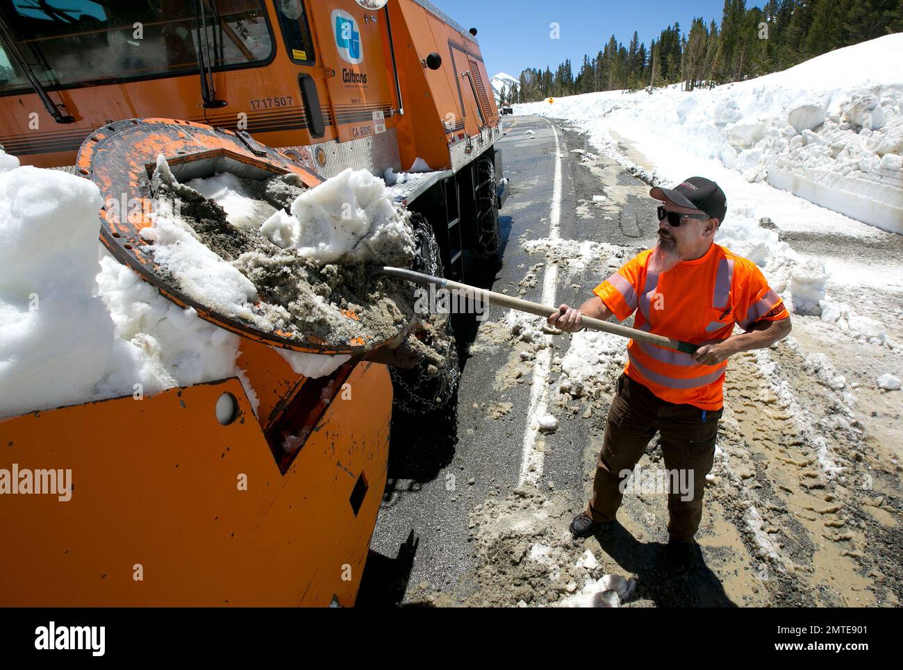 In this photo taken Tuesday, June 6, 2017, Caltrans maintenance worker ...