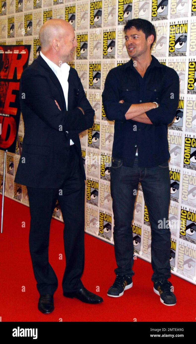 Bruce Willis and Karl Urban promoting the film "RED" at Comic-Con in ...