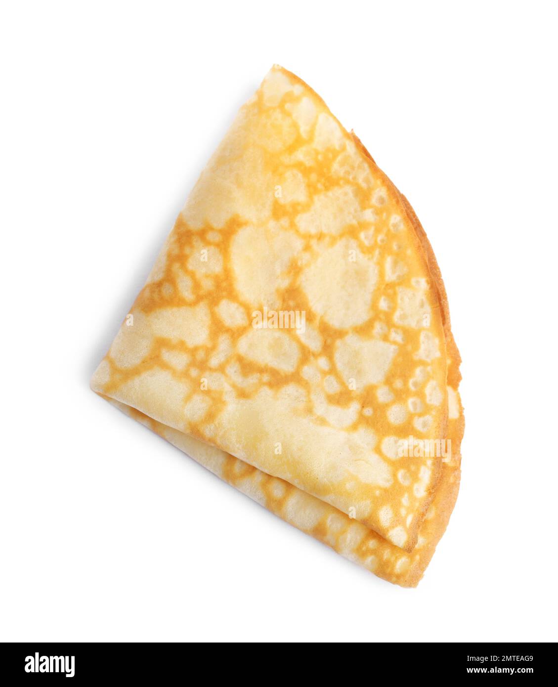 Folded fresh thin pancake isolated on white, top view Stock Photo - Alamy