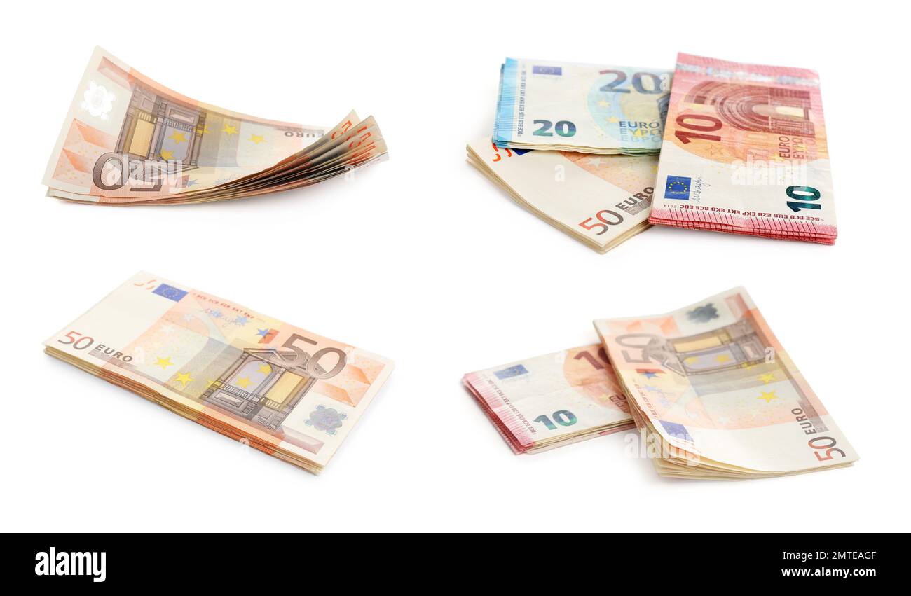 Set of euro banknotes on white background Stock Photo - Alamy