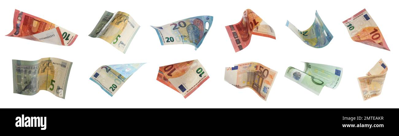 Set of euro banknotes on white background. Banner design Stock Photo ...