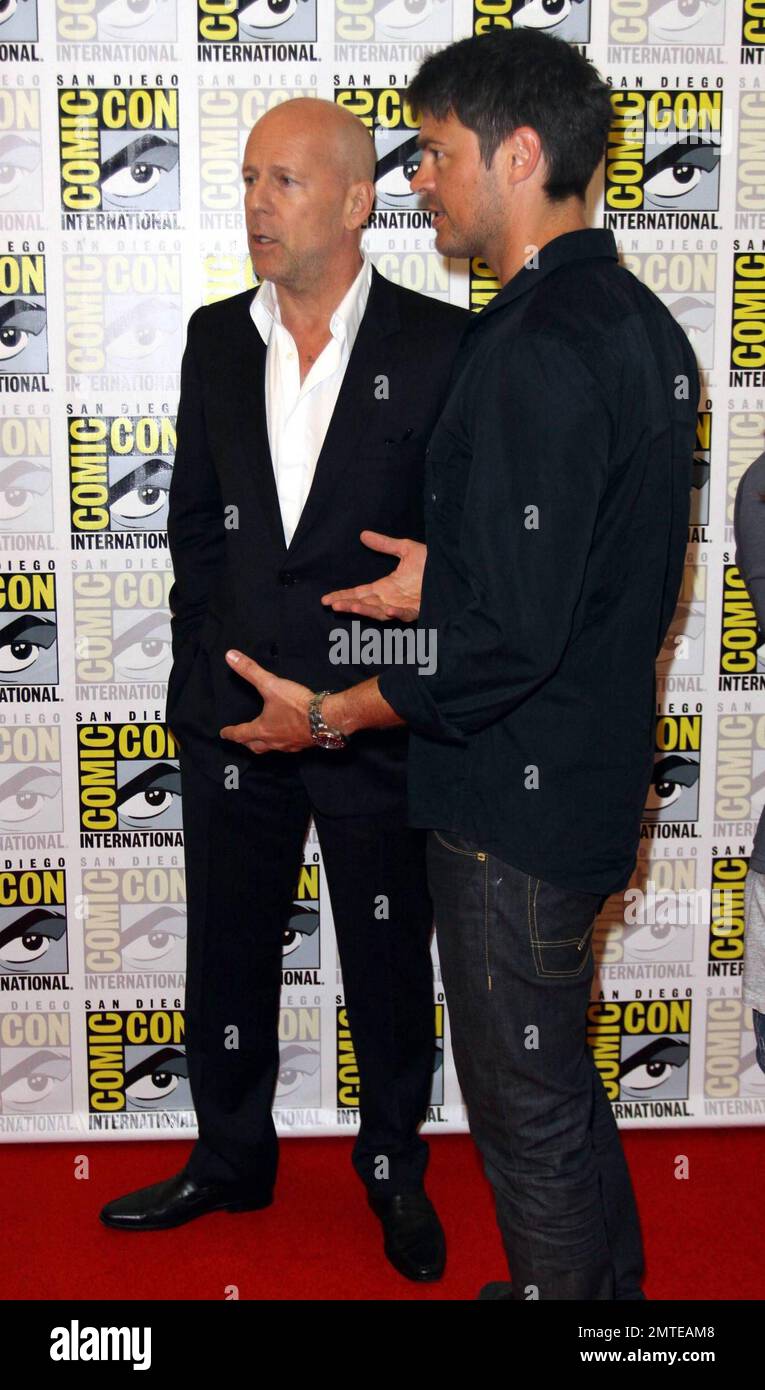 Bruce Willis and Karl Urban promoting the film "RED" at Comic-Con in ...