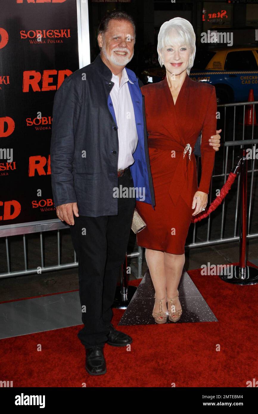 Taylor Hackford and a cut out of his wife Helen Mirren at the premiere ...