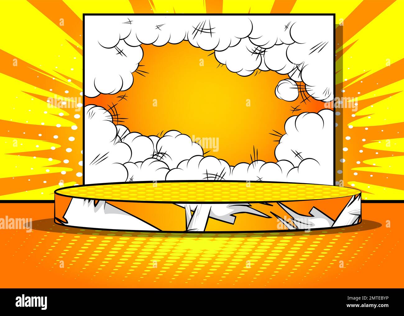 Comics scene pedestal. Comic Book product podium stage. Abstract ...