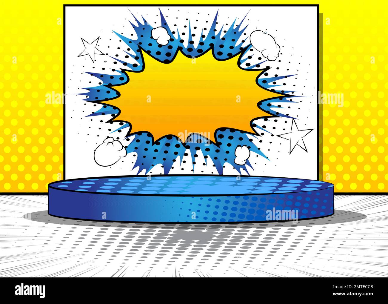 Comics scene pedestal. Comic Book product podium stage. Abstract ...
