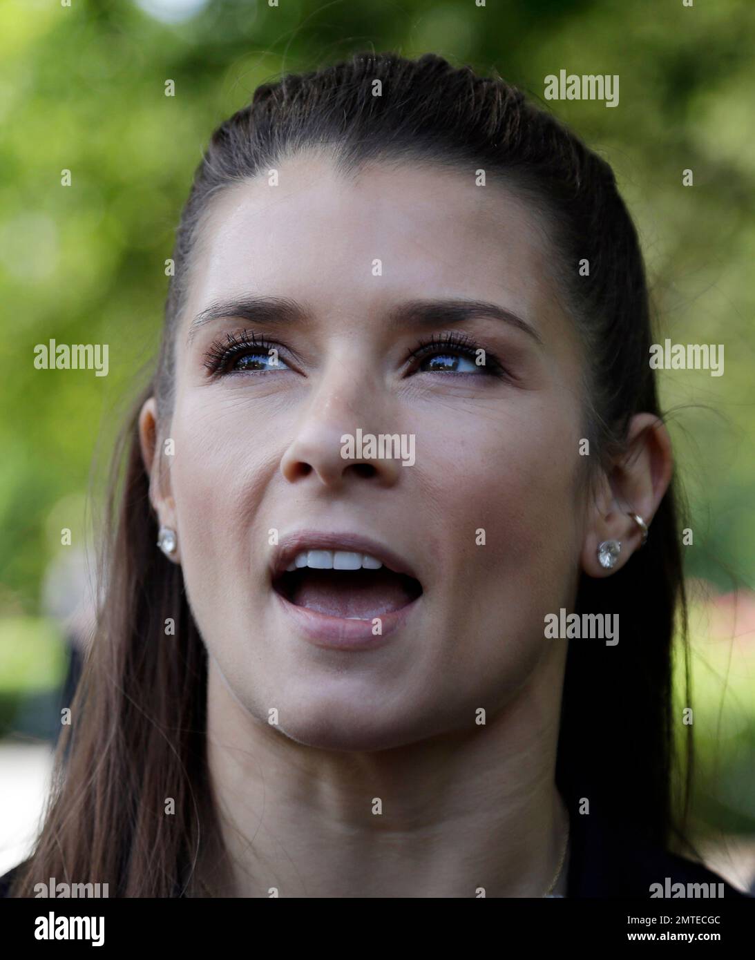 NASCAR driver Danica Patrick speaks to a reporter, Wednesday, June 14 ...