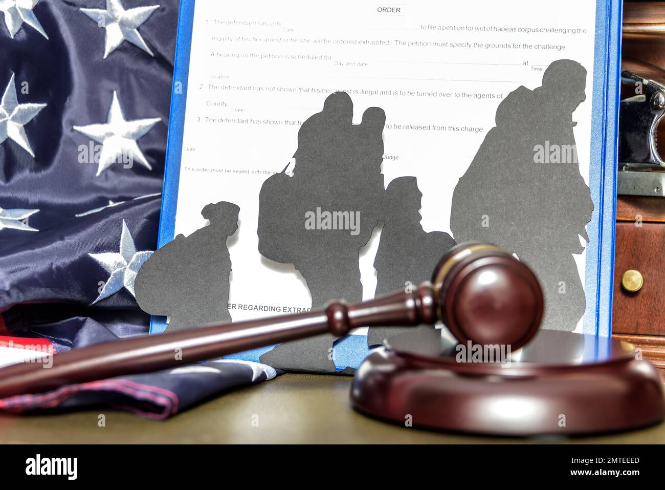 Immigration Removal Order. Silhouettes of people illegally crossing the ...