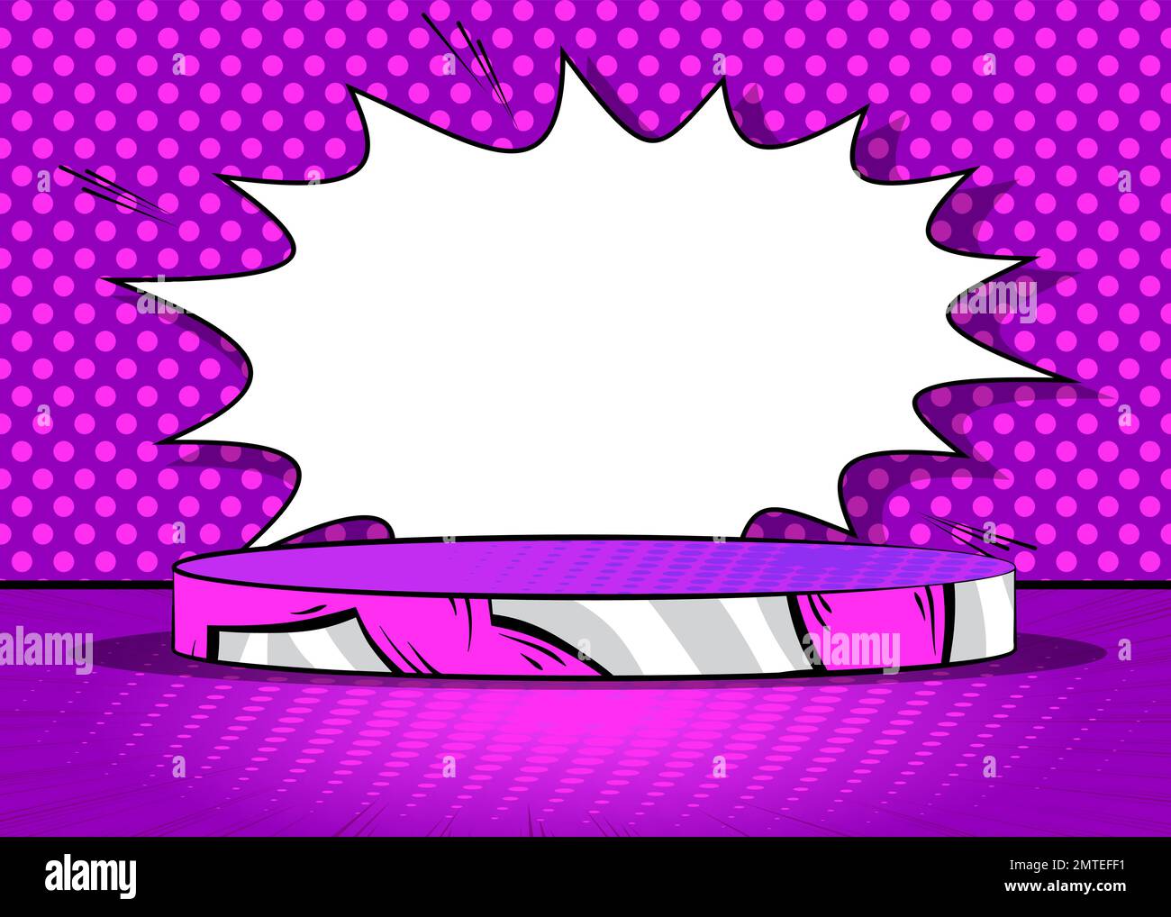 Comics scene pedestal. Comic Book product podium stage. Abstract ...