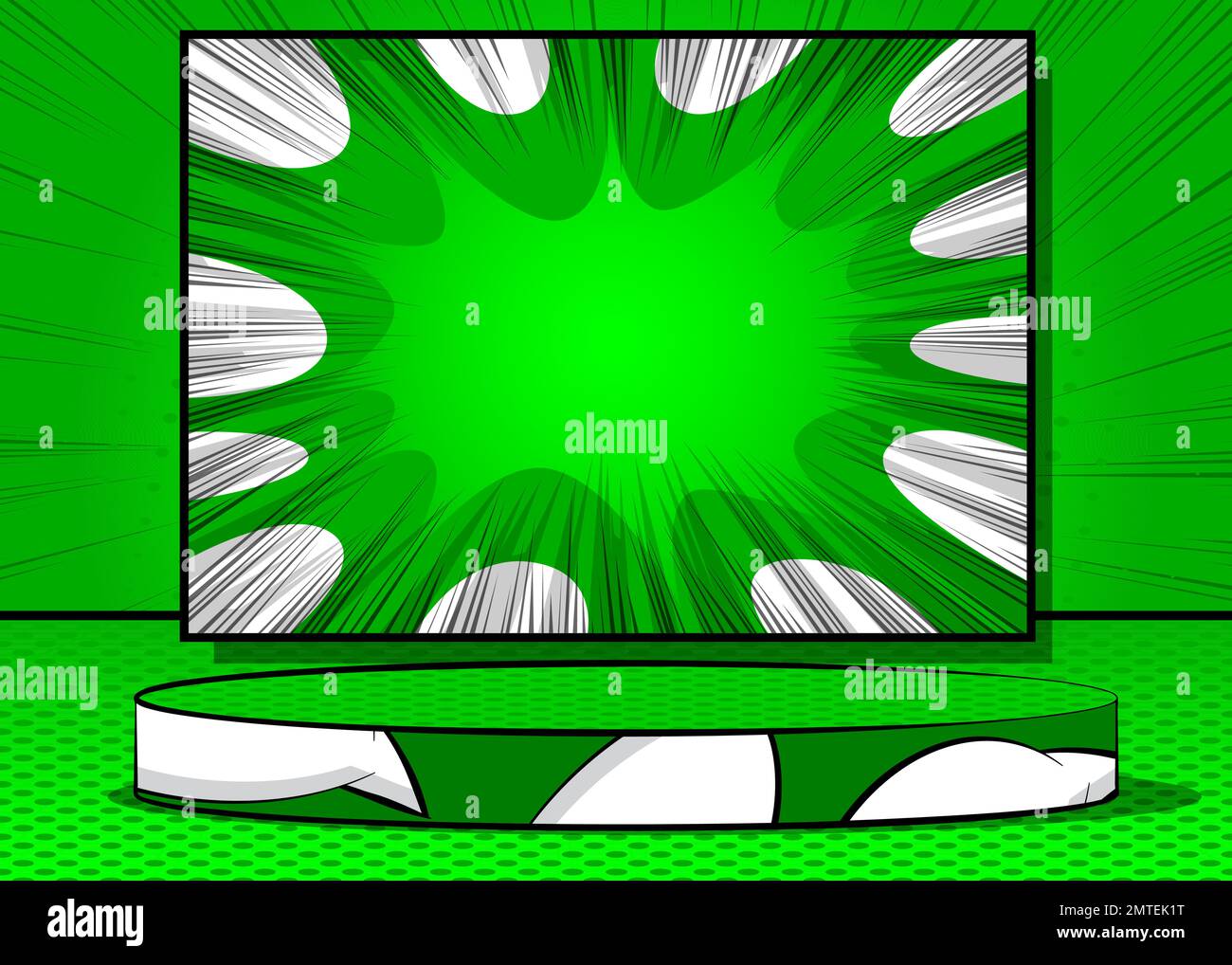 Comics scene pedestal. Comic Book product podium stage. Abstract ...