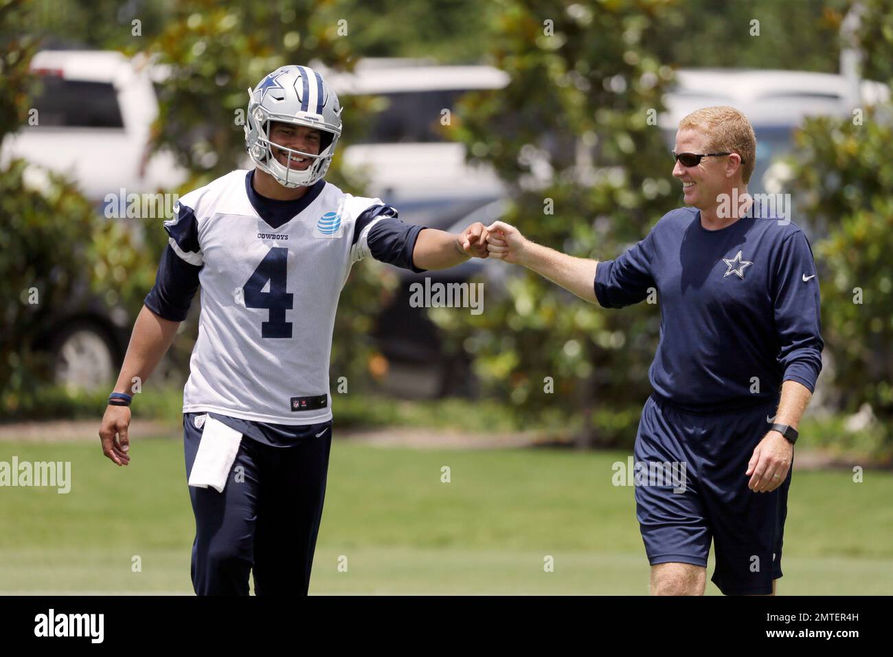 Dallas Cowboys quarterback Dak Prescott (4) and head coach Jason ...