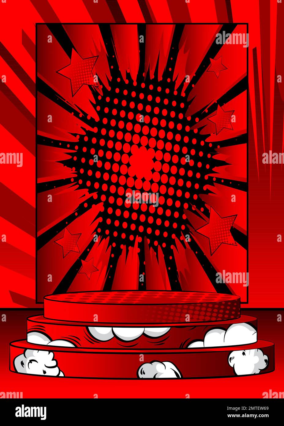 Comics scene pedestal. Comic Book product podium stage. Abstract ...