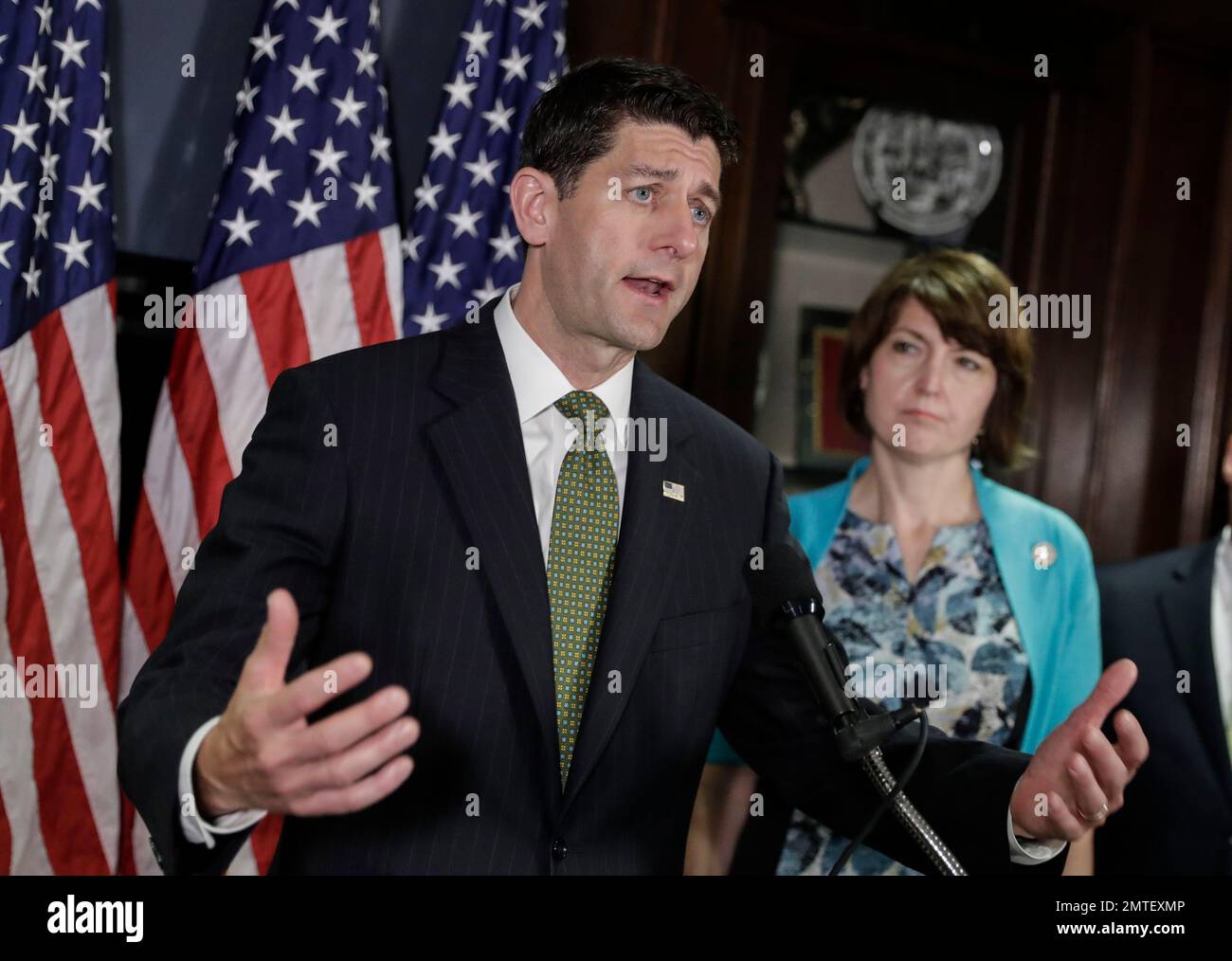 House Speaker Paul Ryan of Wis., joined by Rep. Cathy McMorris Rodgers ...