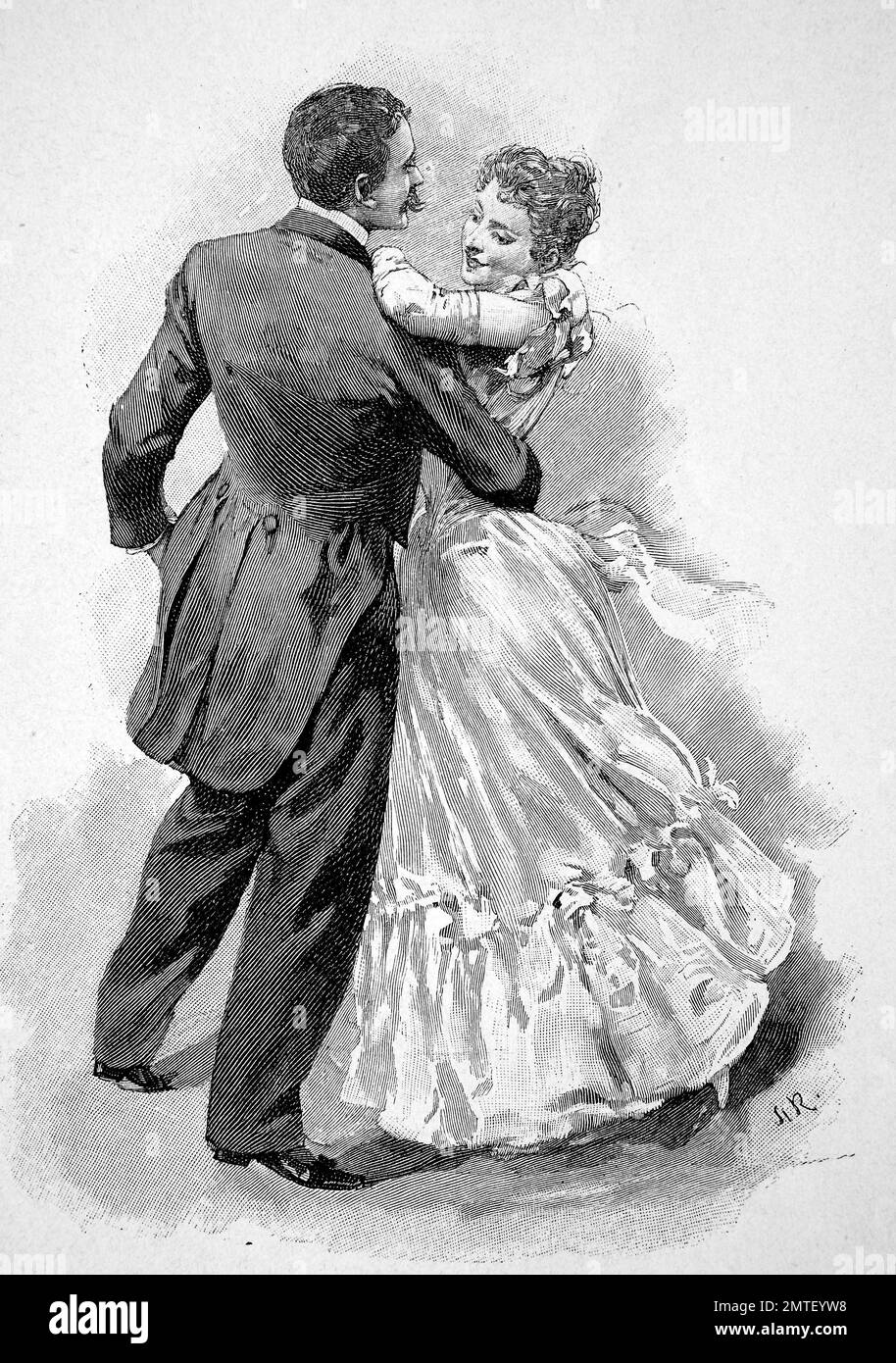 couple dancing the Laendler, a folk dance of Austria, Germany and ...