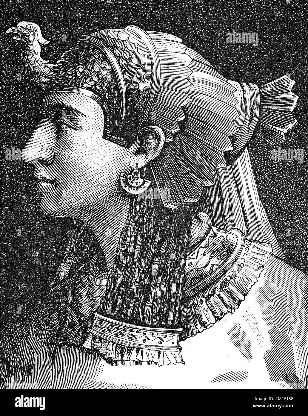 hair fashion, hair style of the old egypt, historic illustration ...