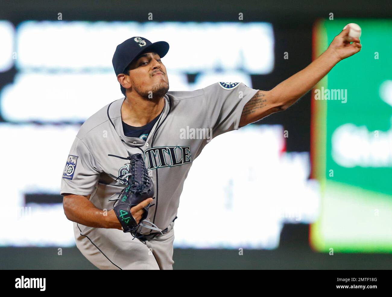 Seattle Mariners relief pitcher James Pazos throws against the ...