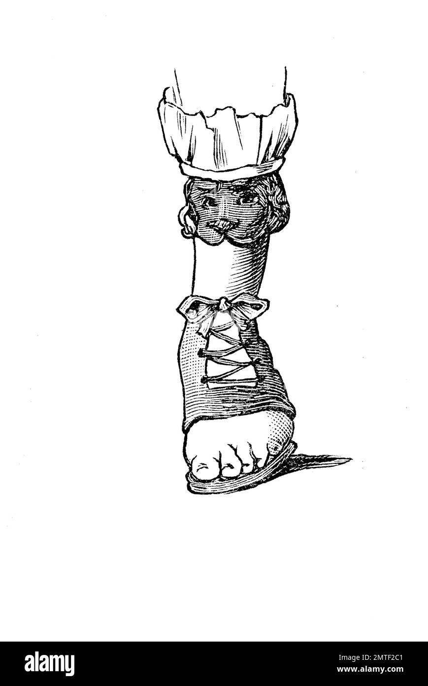 shoe fashion of the past, a shoe from the ancient roman empire, woodcut ...