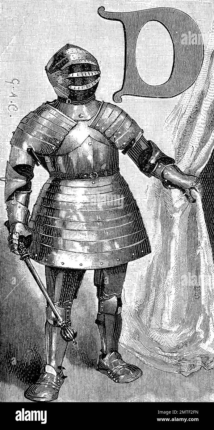 knights equipment, armor, at a foot tournament, middle of the 12th ...