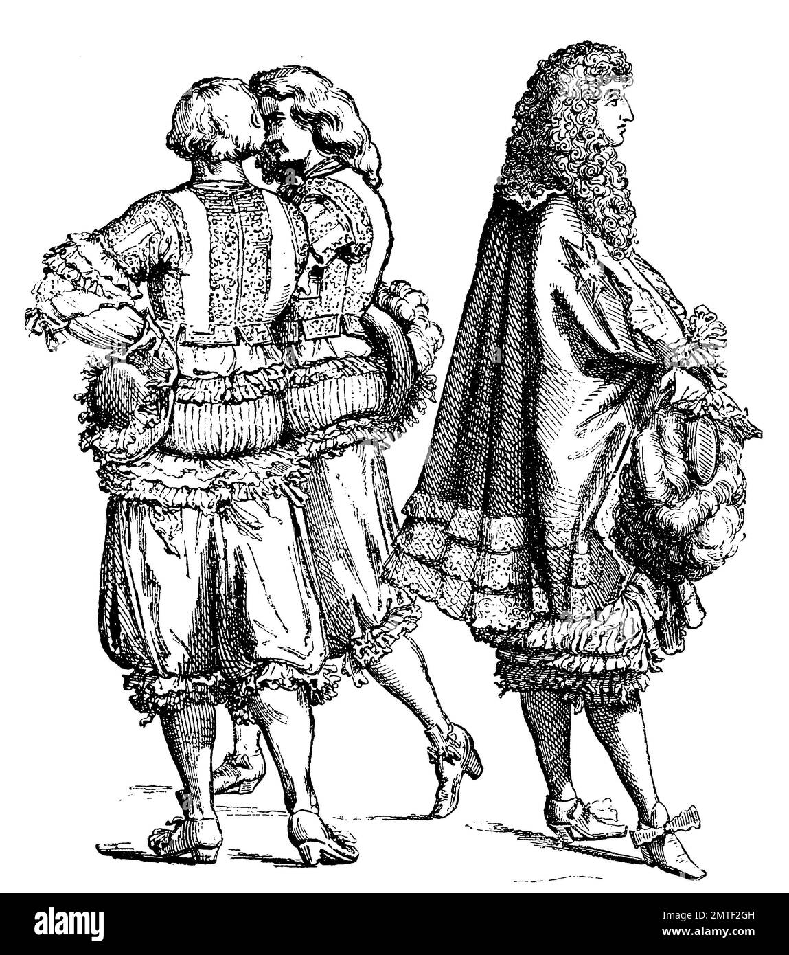 noble costumes of 1662, two squires and the Duke of Orleans, france ...
