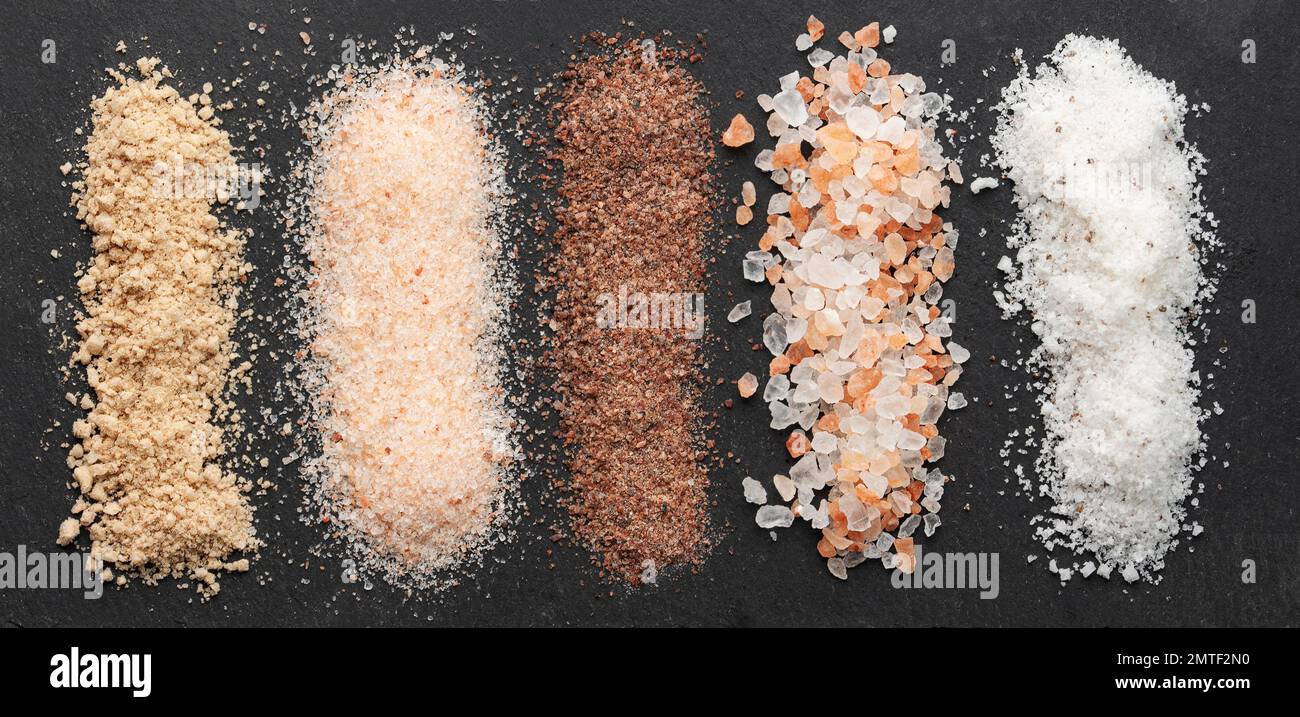 Assorted speciality salt, himalayan pink salt, italian black truffle ...