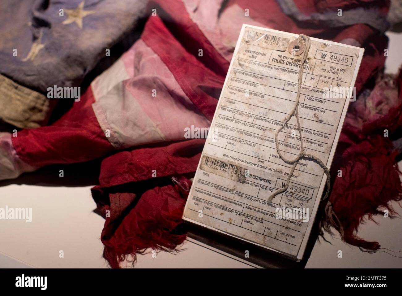 In this Thursday, June 8, 2017, photo, an American flag recovered from ...