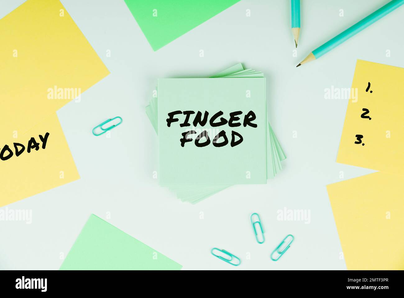 Handwriting text Finger Food. Word Written on products and digestives ...