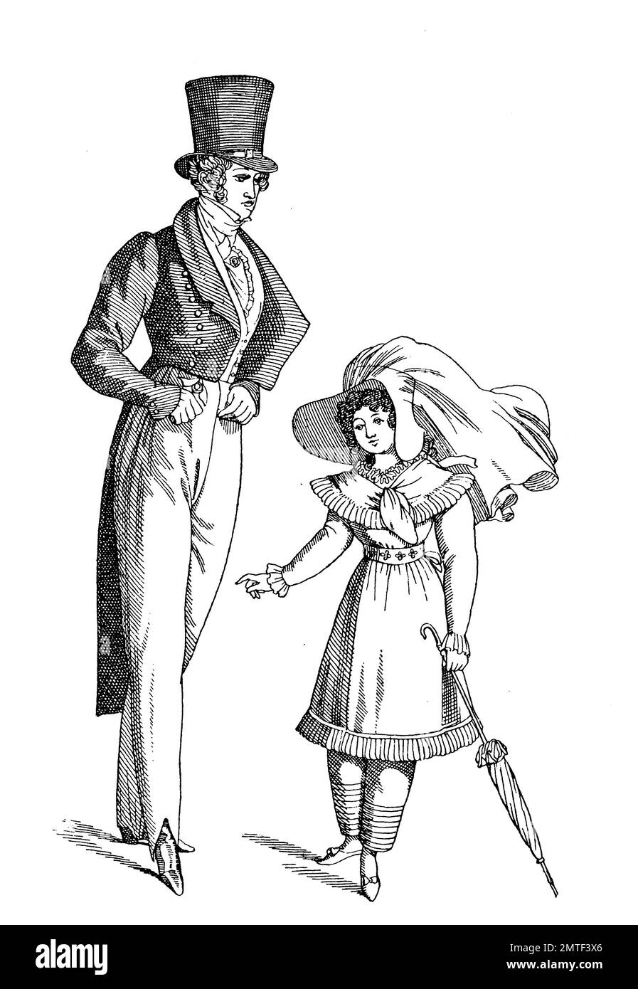 Man und girl, 1821, france, Mann with Nankinghose, Tagestracht, History ...