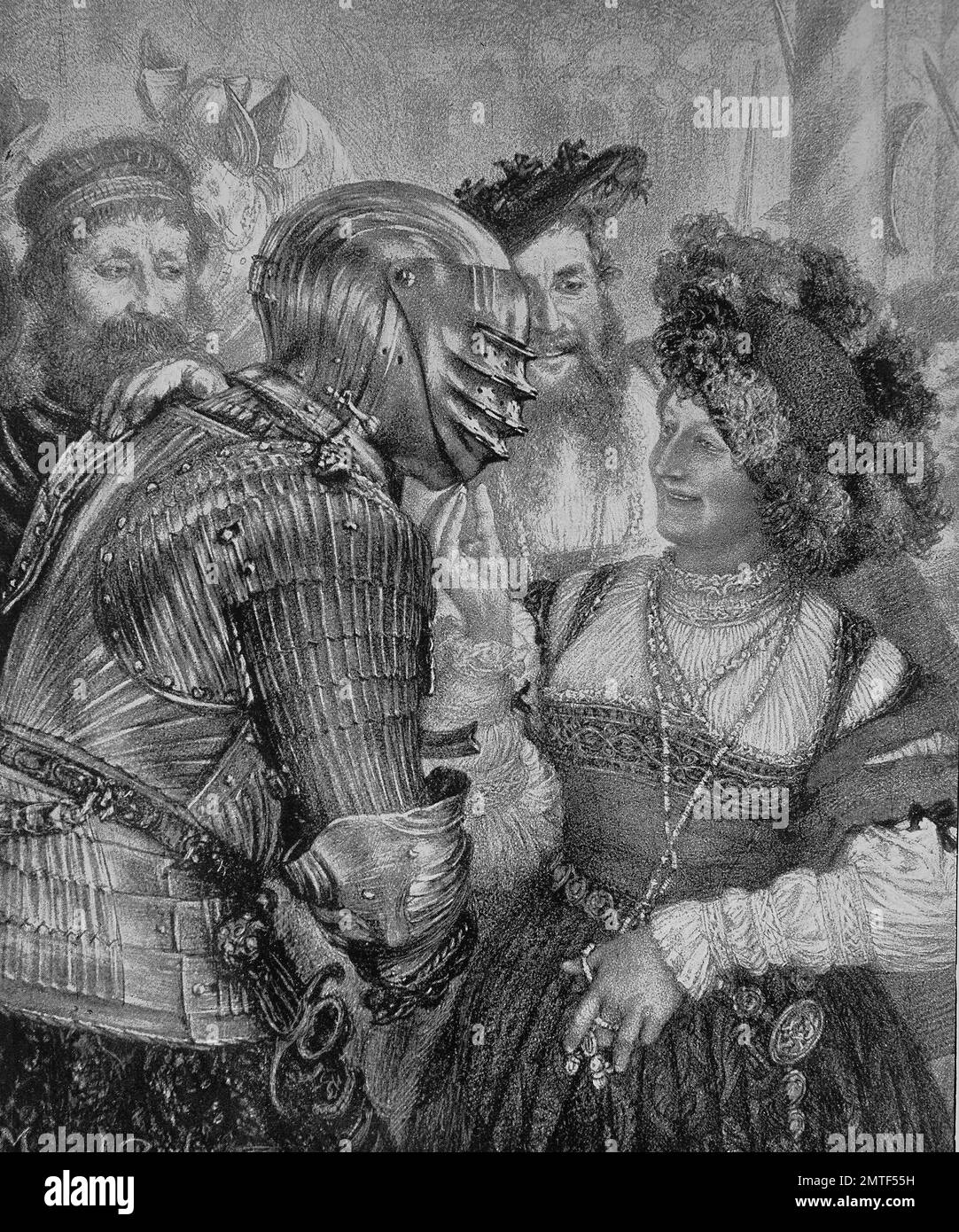 Knight in armor at a dancing evening in the castle, Middle Ages Stock ...