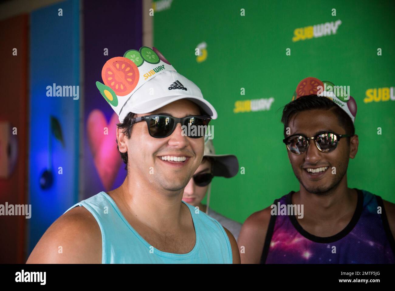 IMAGE DISTRIBUTED FOR SUBWAY - A festival goer shows off his veggie ...
