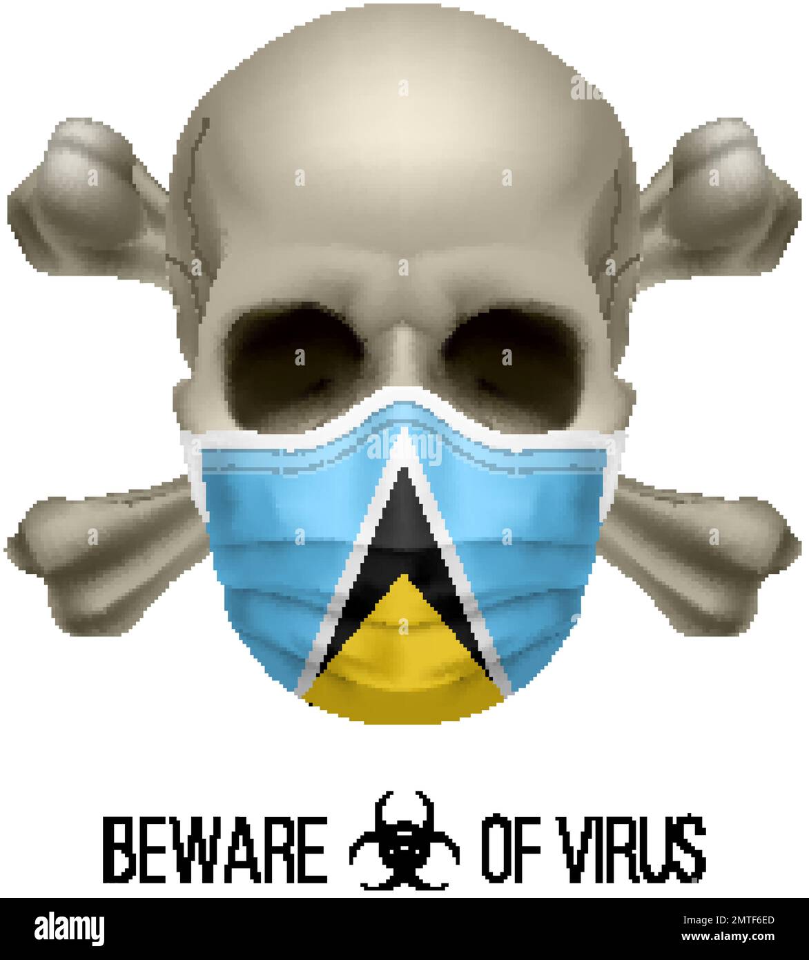 Human Skull with Crossbones and Surgical Mask in the Color of National ...