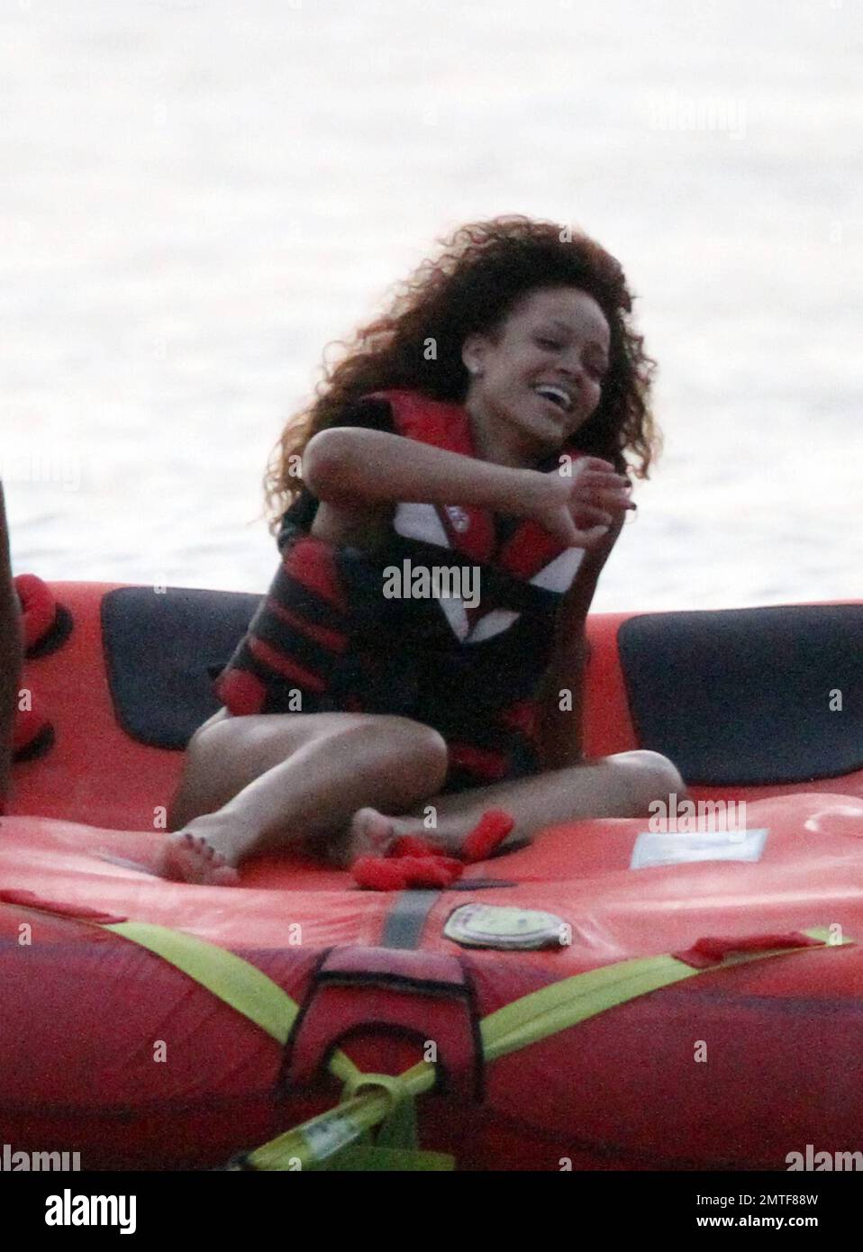 Rihanna can't stop laughing as she enjoys a ride on "Big Mable" with ...