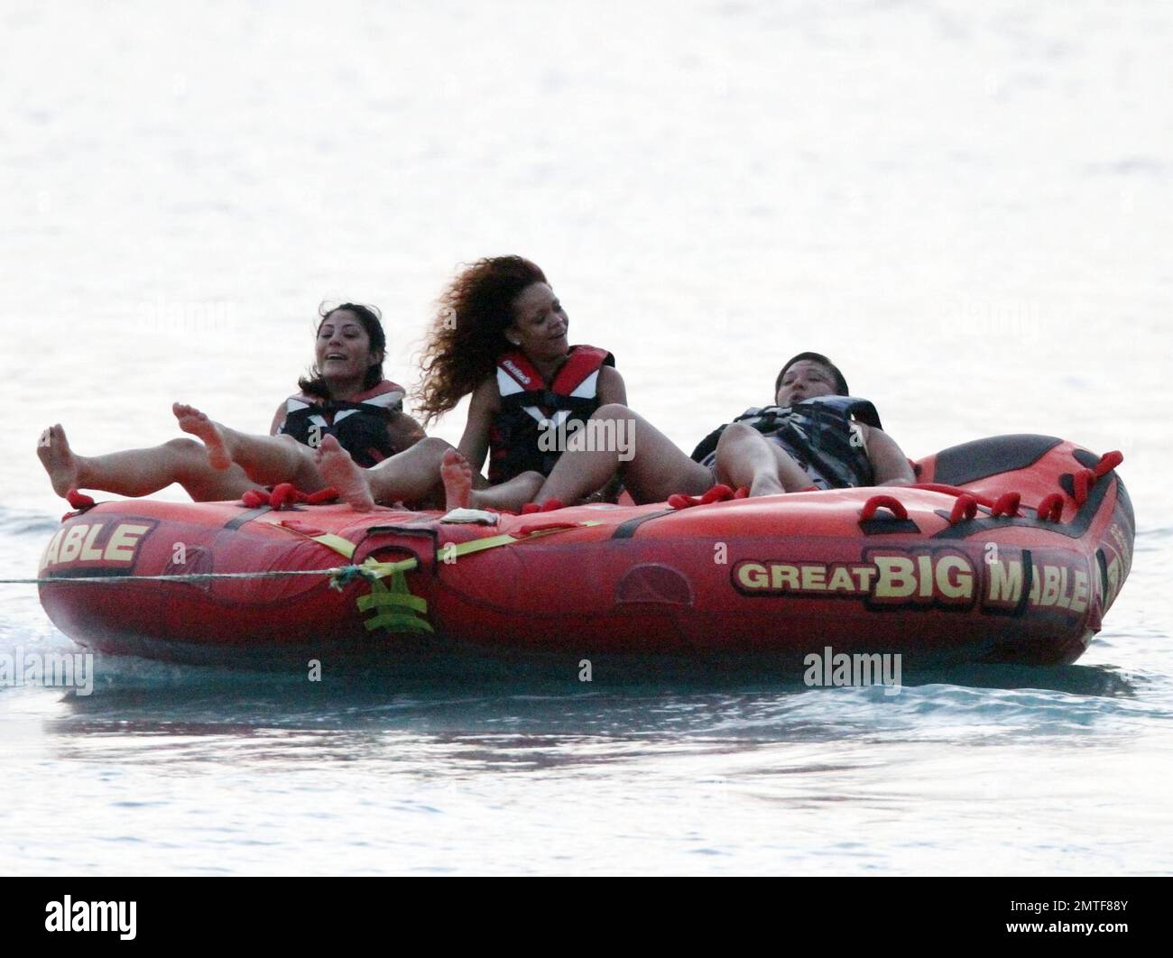 Rihanna can't stop laughing as she enjoys a ride on "Big Mable" with ...