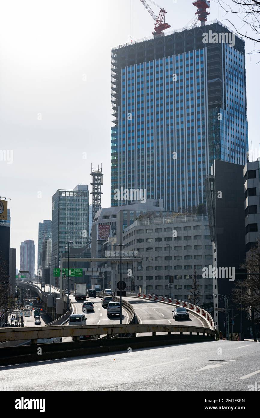 Tokyo, Japan. 1st Feb, 2023. Motor vehicle traffic passing through ...