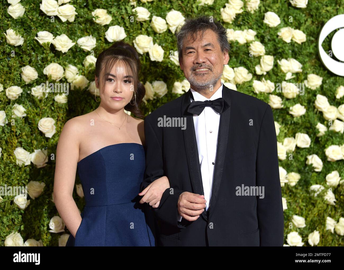 Eva Hwang, left, and David Henry Hwang arrive at the 71st annual Tony ...