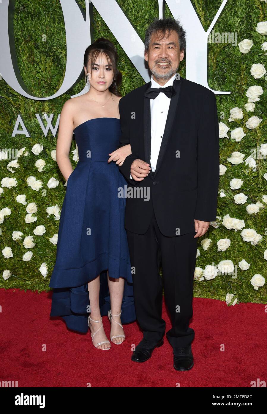 Eva Hwang, left, and David Henry Hwang arrive at the 71st annual Tony ...