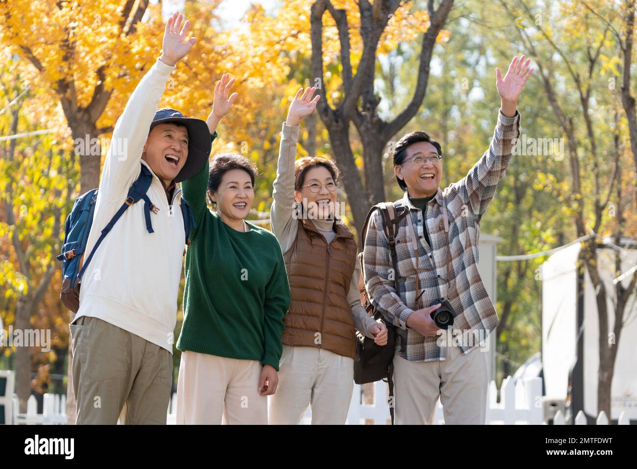 A group of the elderly in the rv camping holiday Stock Photo - Alamy