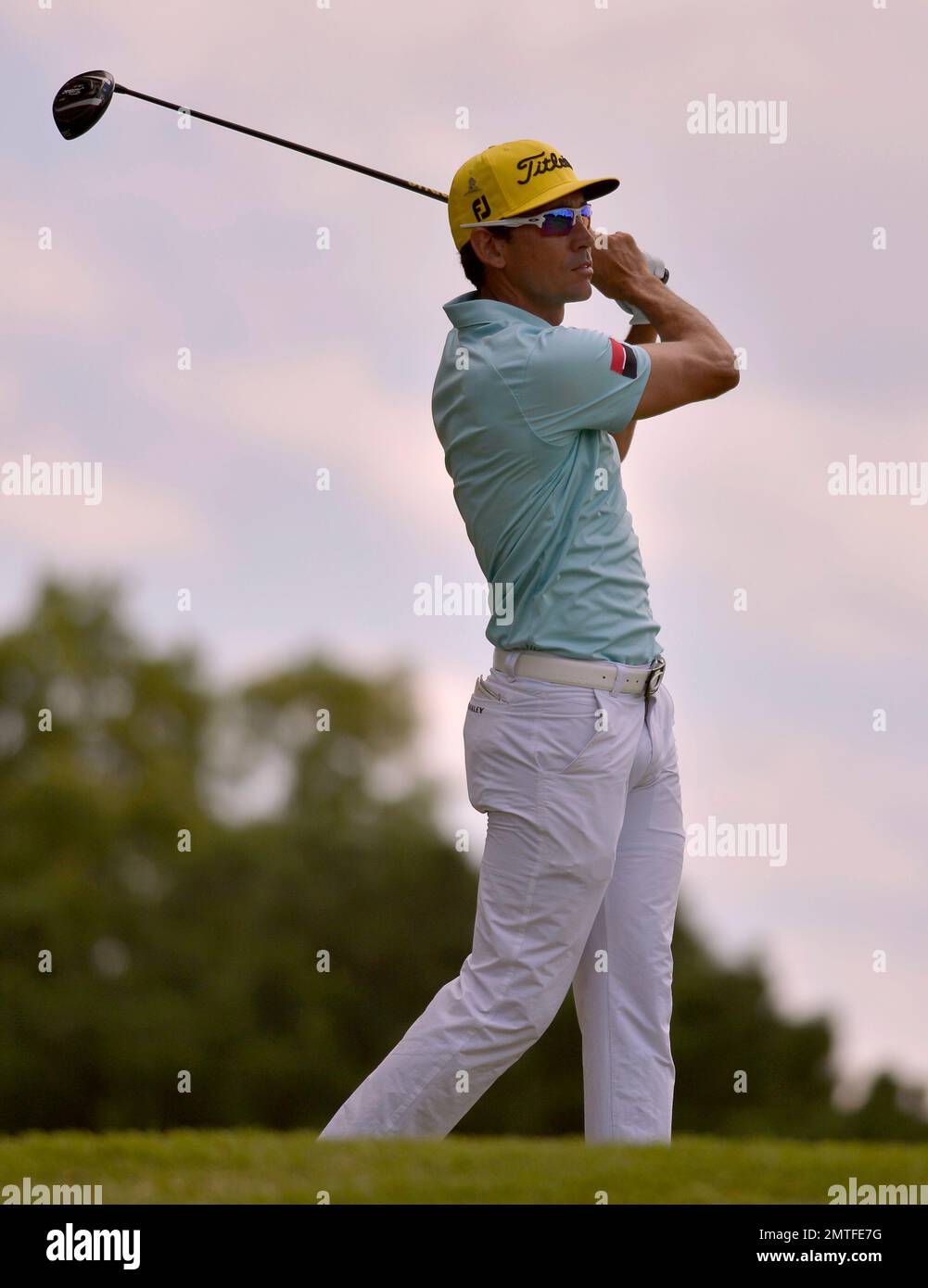 Rafa Cabrera Bello drives on the third hole during the final round of ...