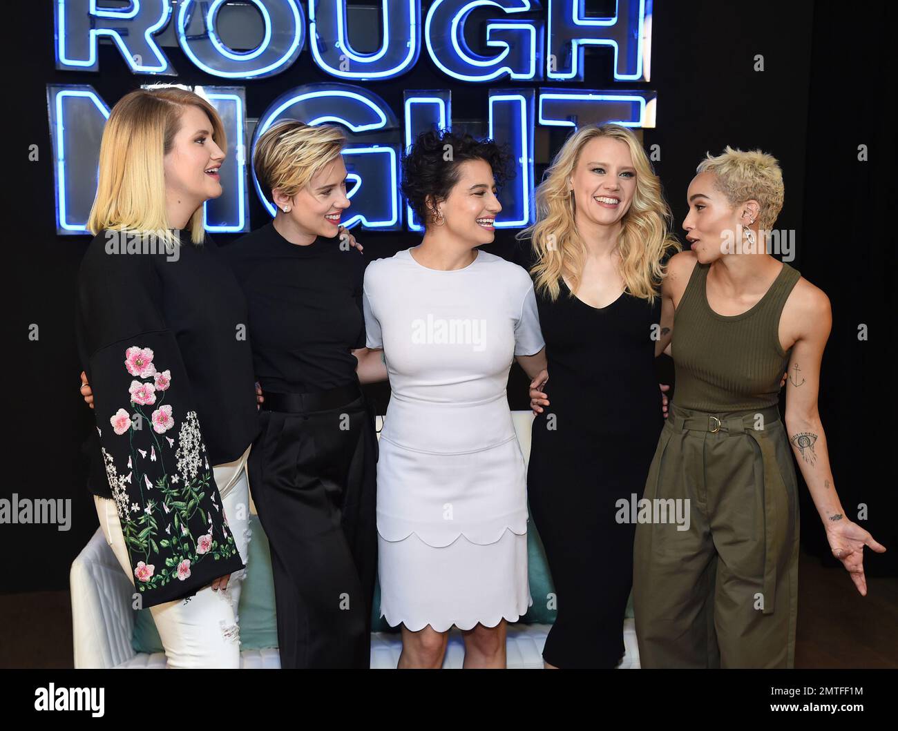 "Rough Night" cast members, from left, Jillian Bell, Scarlett Johansson ...
