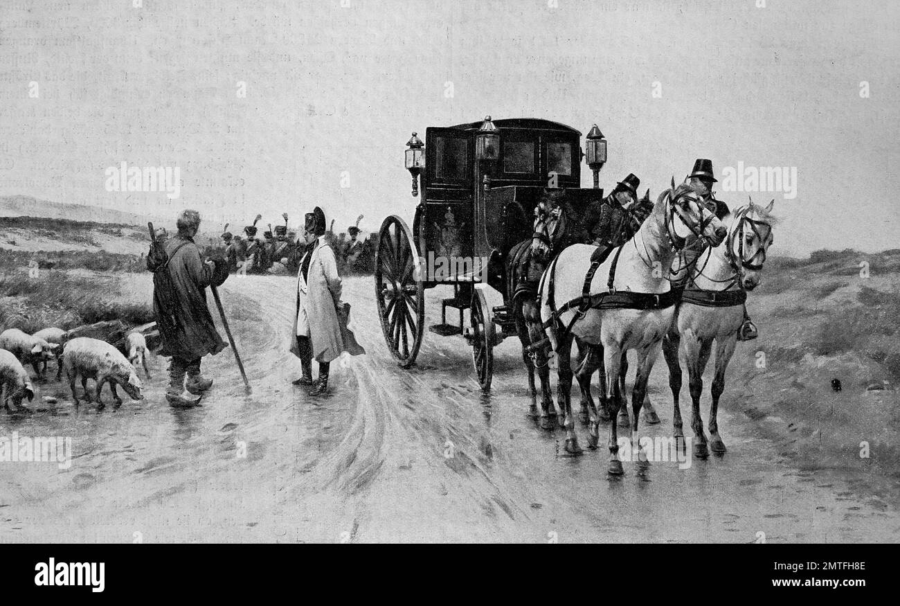 Napoleon asks herdsmen about the position of his enemies, historical ...