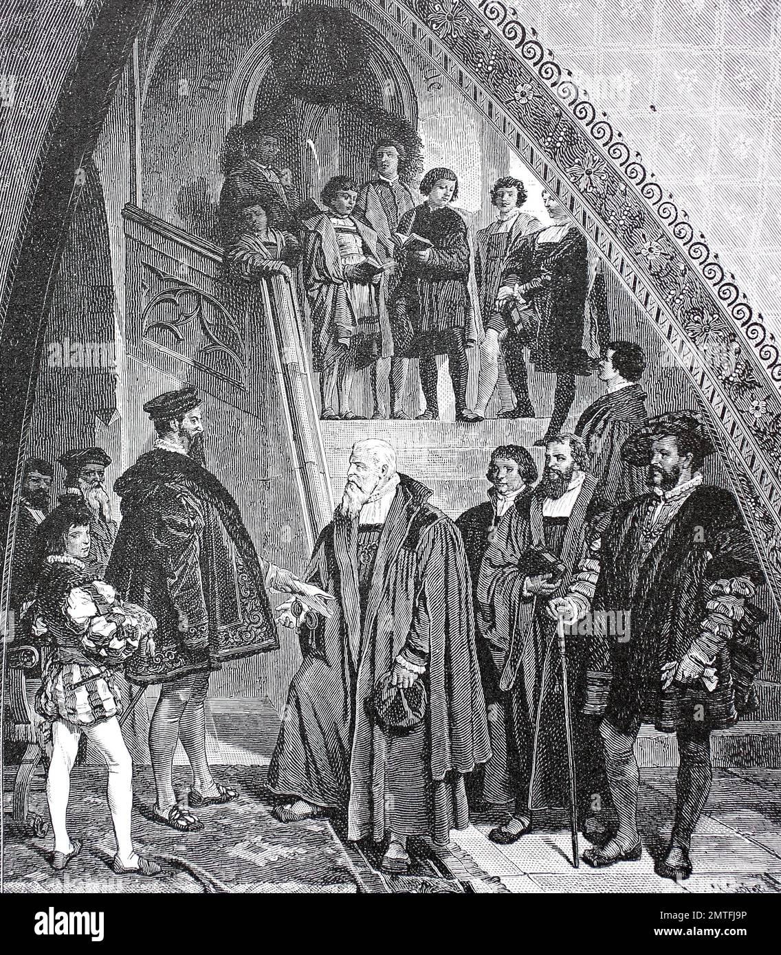 the opening of the ruler school St. Afra at Meissen, 1534, Germany ...