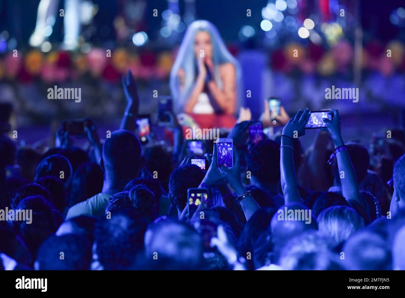 Halsey performs at the iHeartRadio Summer Pool Party at the ...