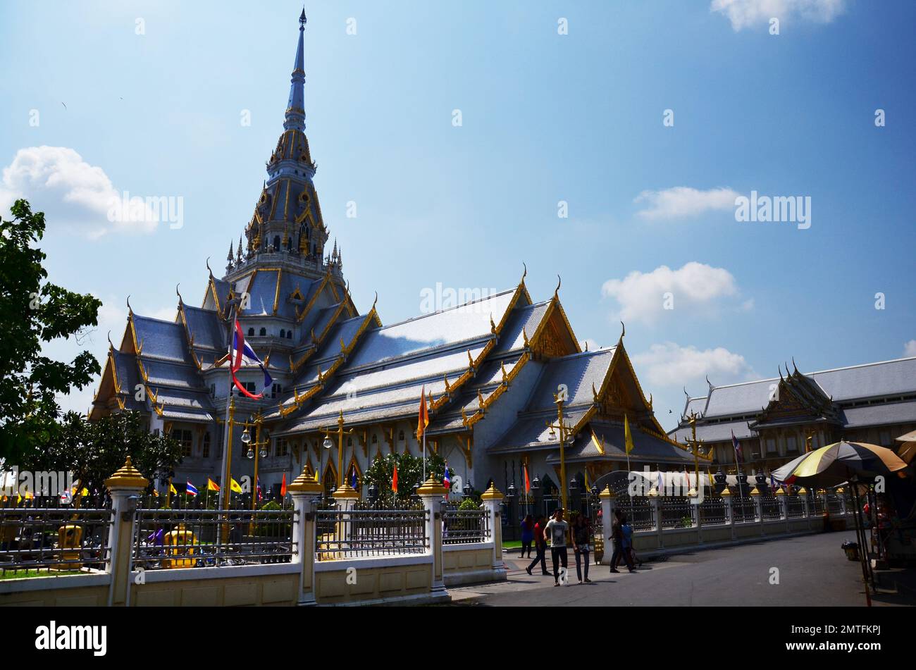 Ancient ubosot ordination hall or antique old church of Wat Sothon ...