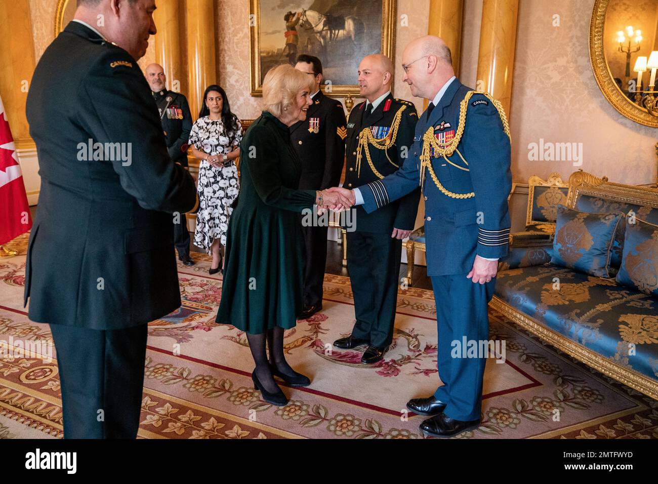 The Queen Consort meets with guests from the Canadian Military after ...