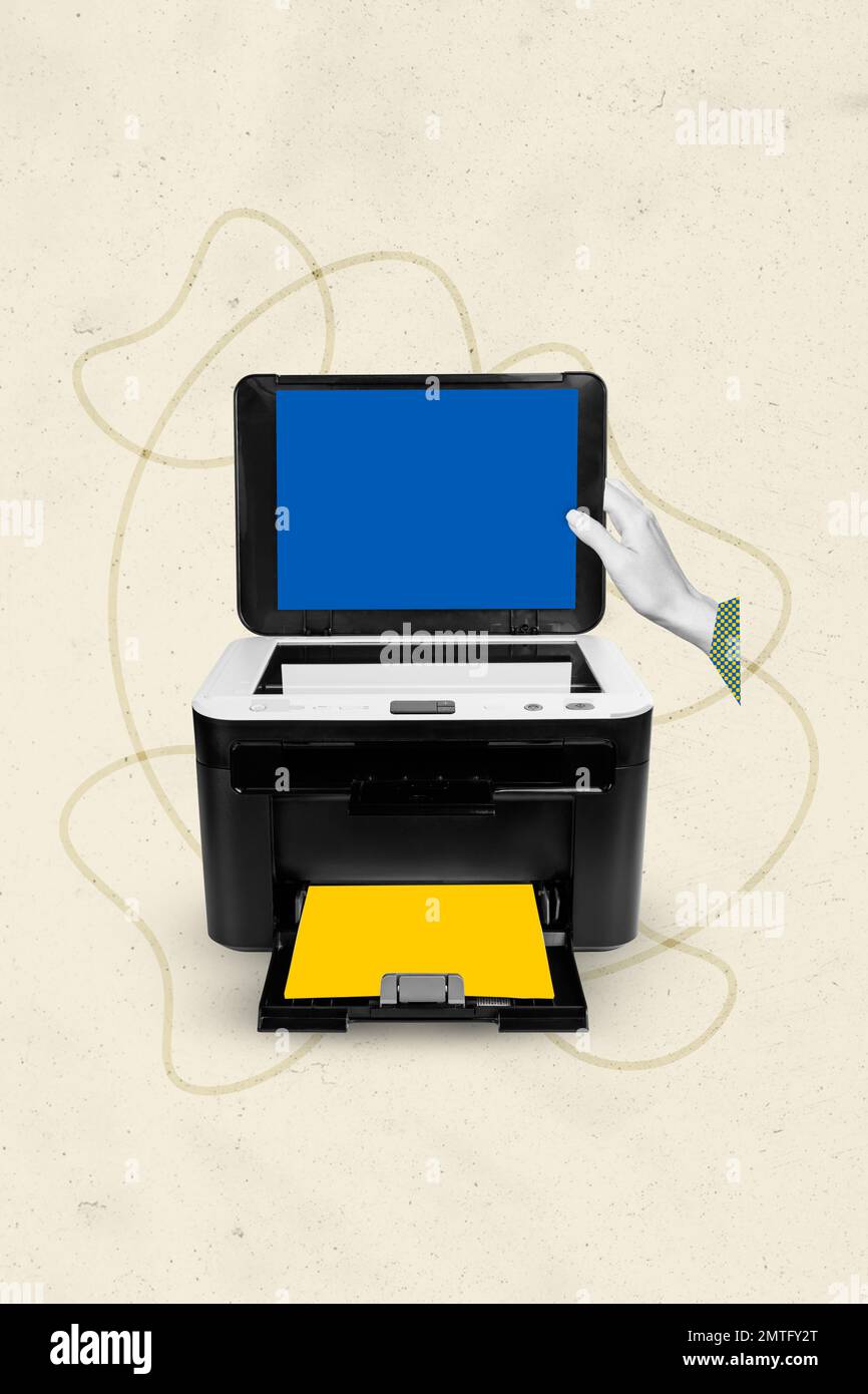 Composite collage picture image of printer scanner fax machine ...