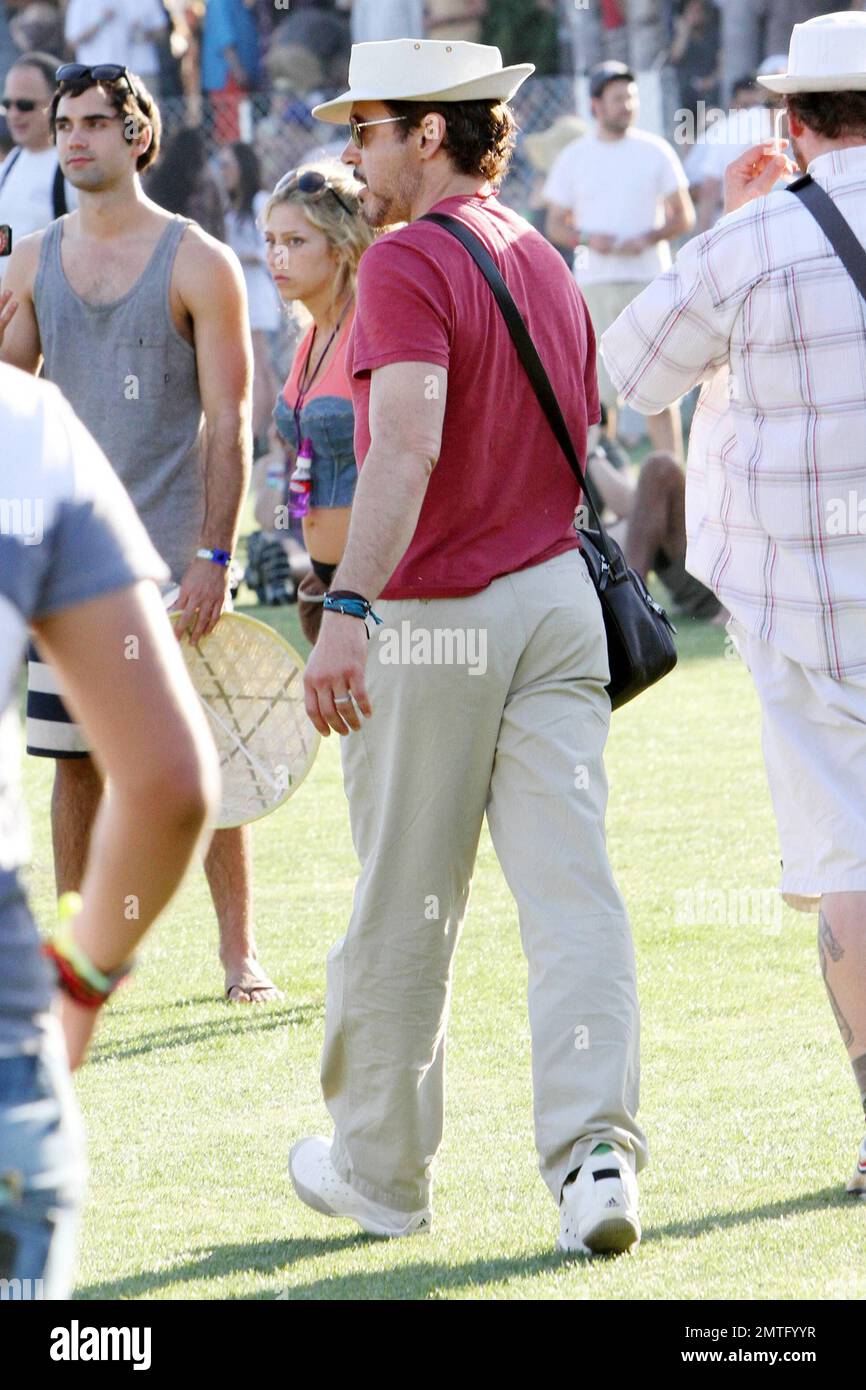 Robert Downey Jr. wears a flipped up hat on day one of Coachella Music ...