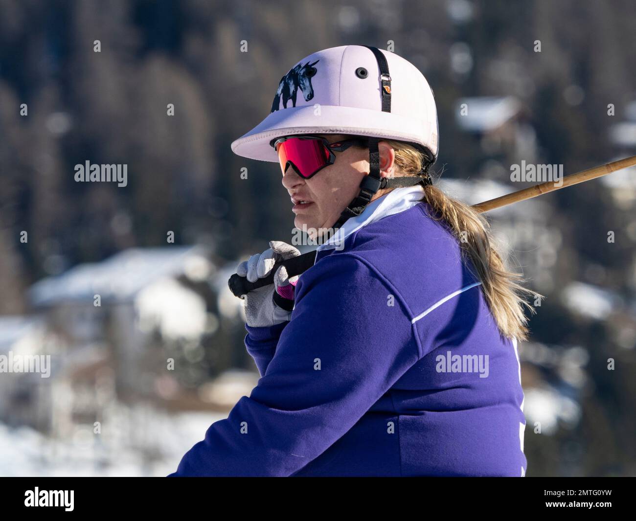 St. Moritz - January 29, 2023: Game actions at the Snow Polo World Cup ...