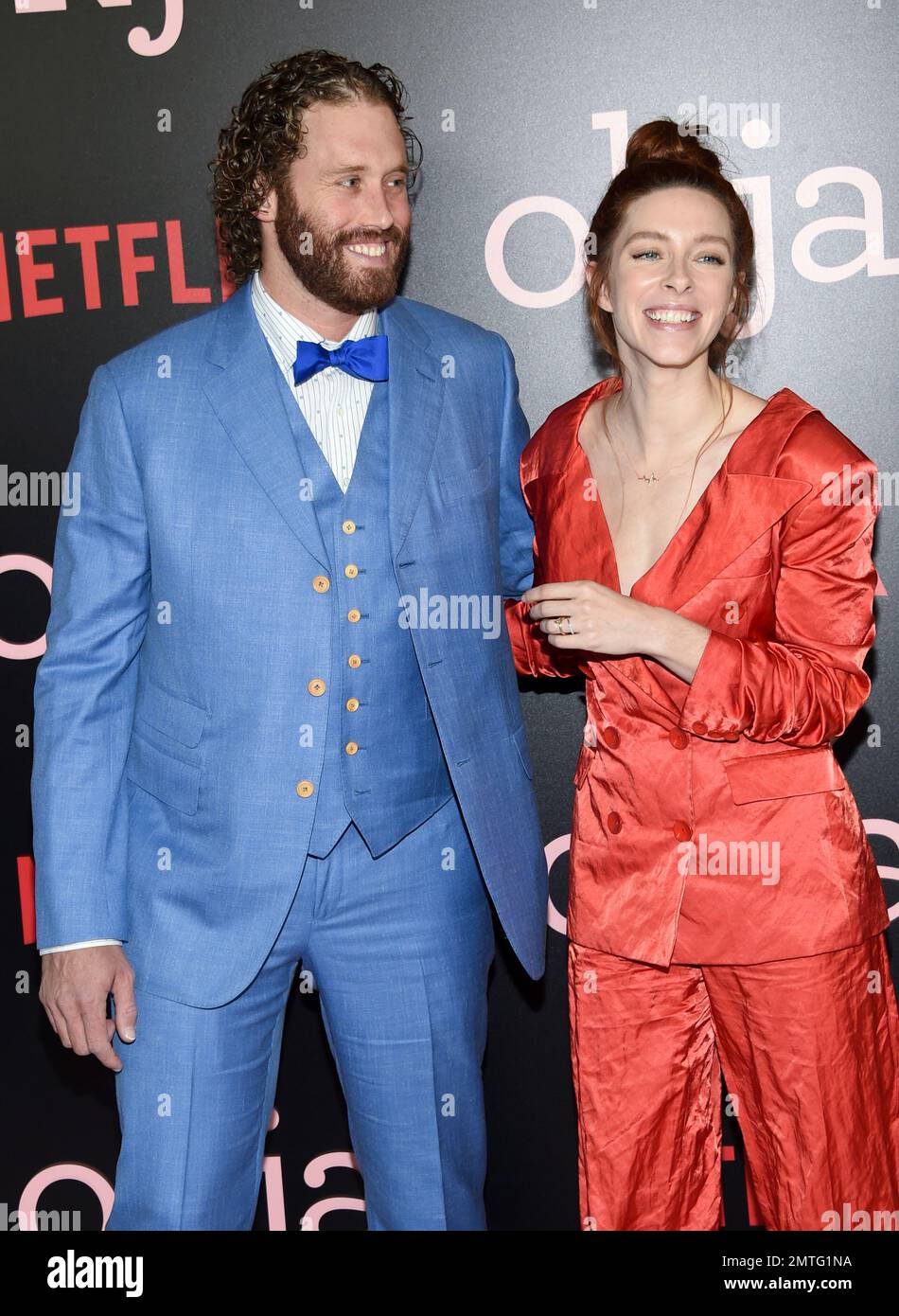 Actor T.J. Miller, left, and Kate Miller attend the premiere of Netflix ...