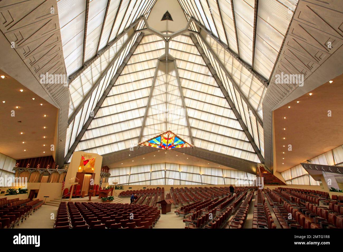 This Nov. 9, 2009 photo shows the interior of Beth Sholom Synagogue, designed by Frank Lloyd ...